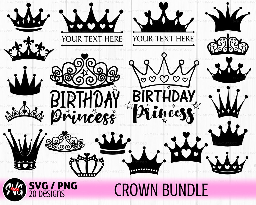 Crown Svg Bundle Birthday Princess Svg Queen Svg Tiara Svg - Etsy