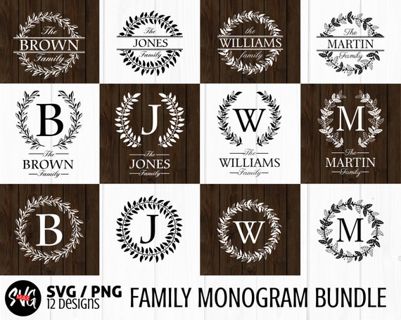 Family Monogram Wreath Svg Family Name Svg Last Name Svg - Etsy