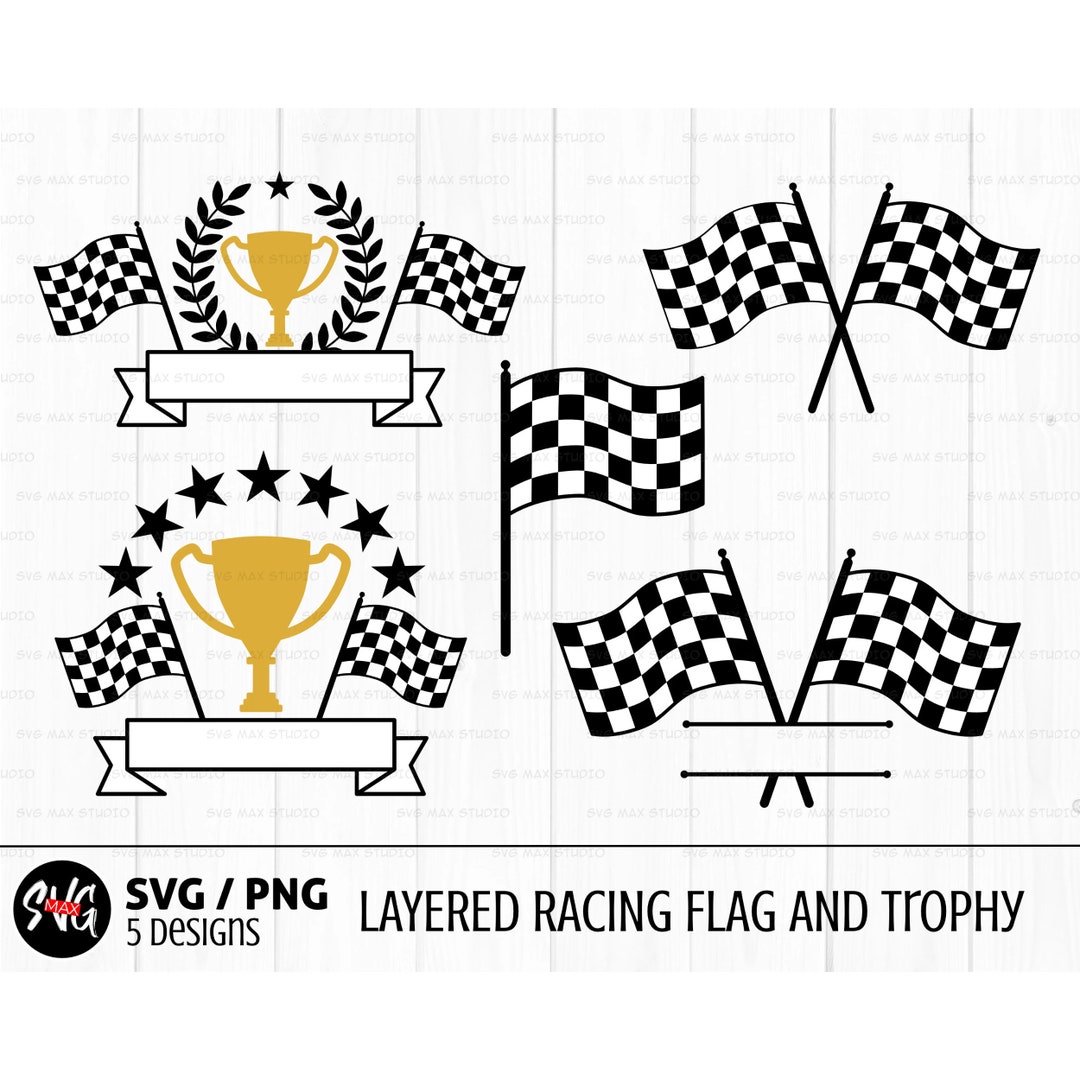 Racing Flag Svg, Png, Checkered Flag Svg, Monogram Trophy Svg, Racing ...