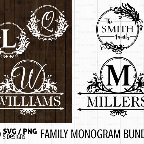 Family Monogram Wreath Svg Family Name Svg Last Name Svg - Etsy