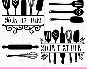 Kitchen Split Frame SVG Cooking Monogram Svg Flourish Kitchen Svg ...