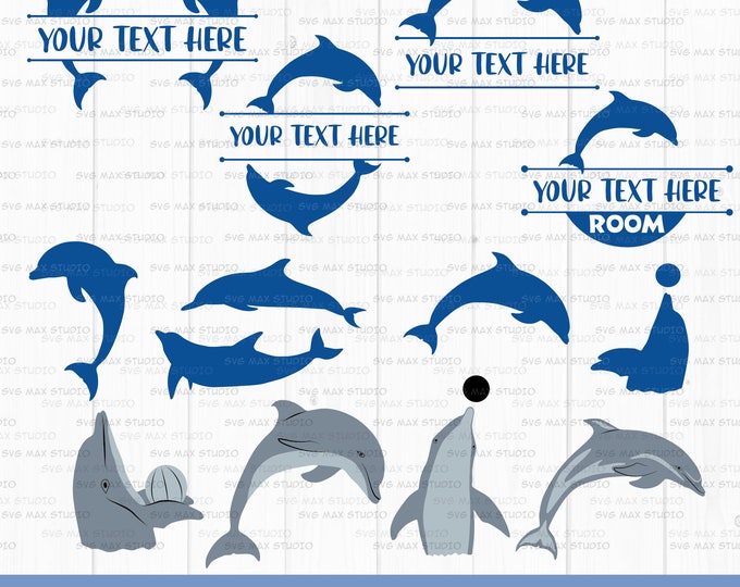 Dolphin Split Monogram Name Frame - Instant Digital Download - Svg, Png ...