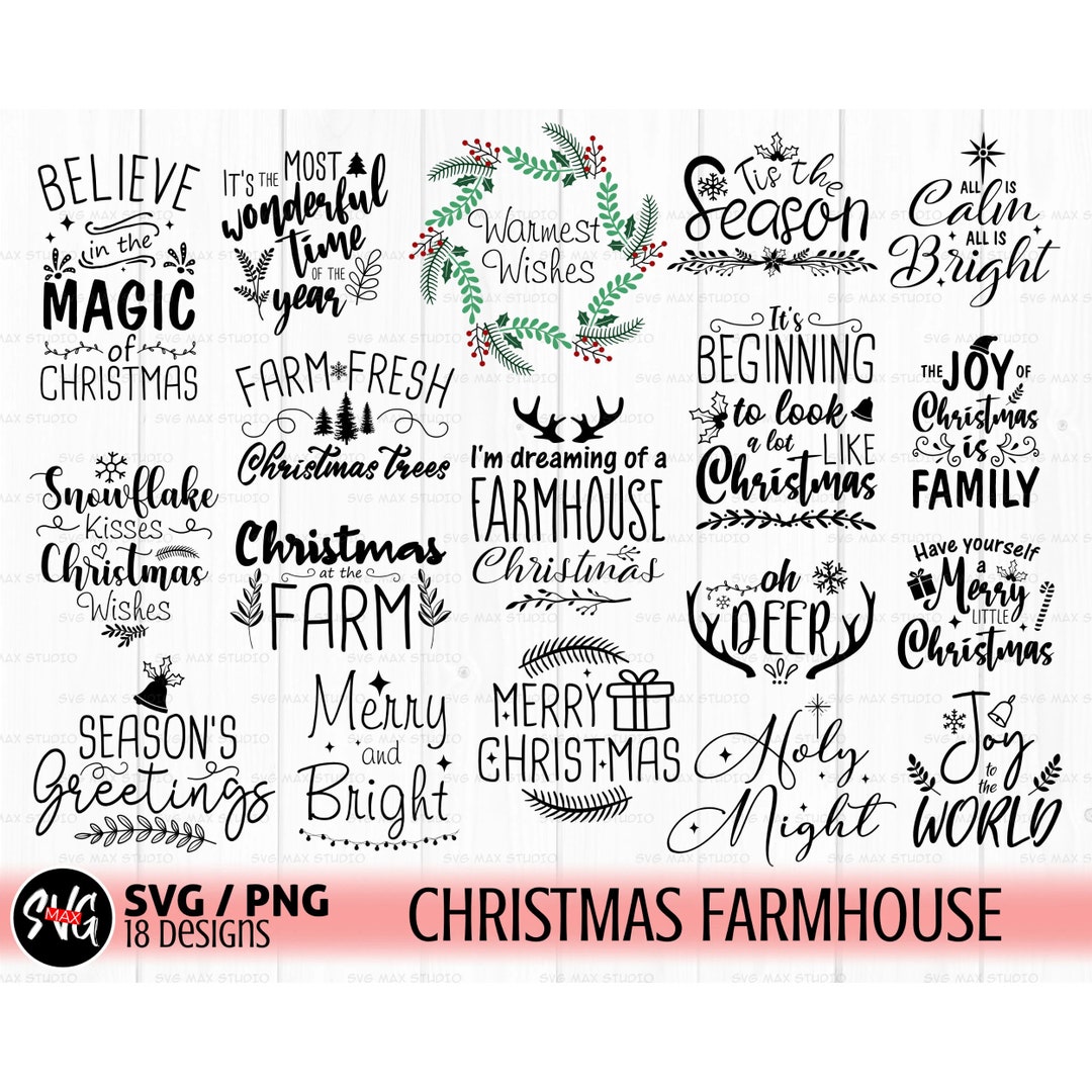Farmhouse Christmas Svg Bundle, Christmas Sign Svg, Christmas Shirt Svg ...