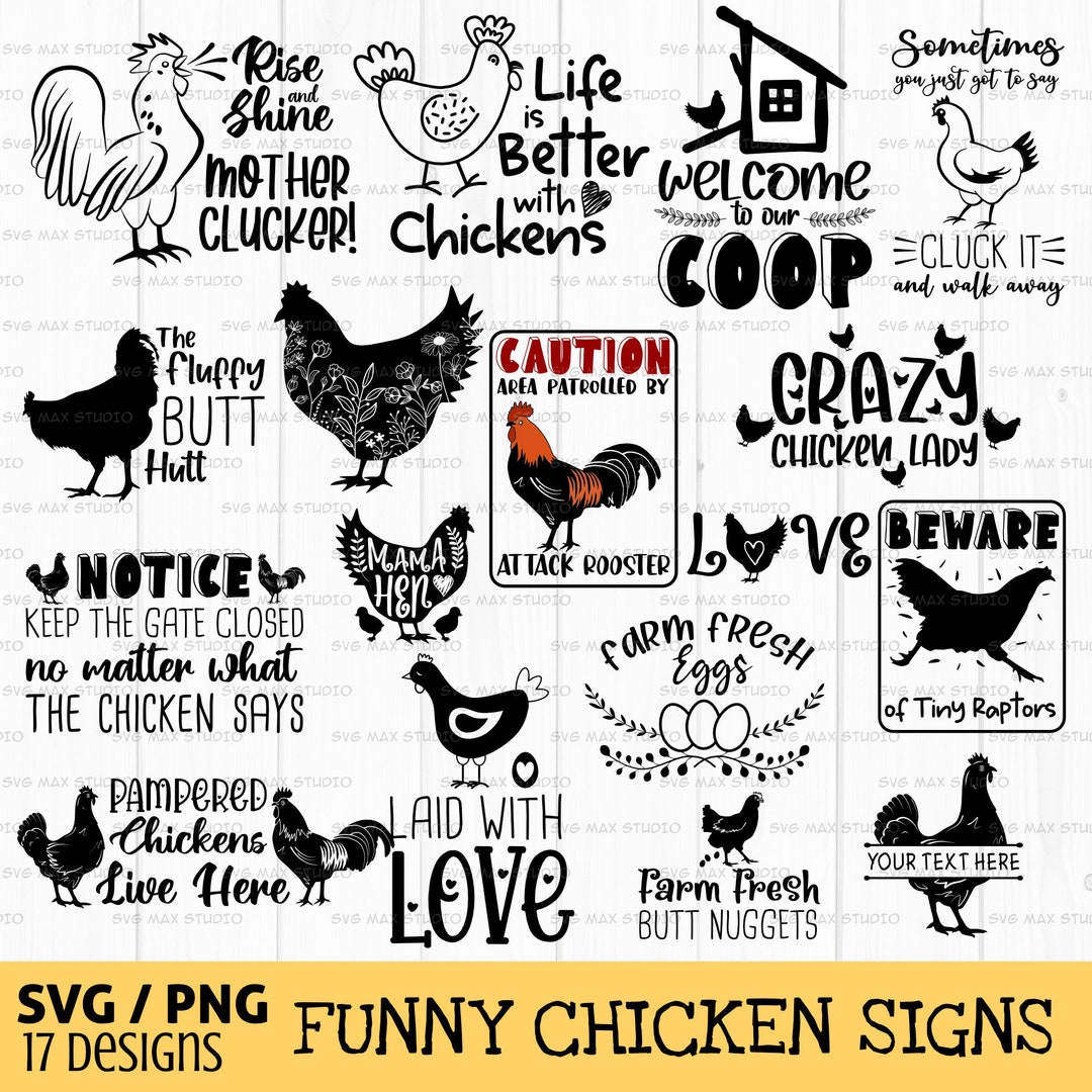 Funny Chicken Svg Bundle, Farm Svg, Rooster Svg, Hen Svg, Farmhouse Svg ...