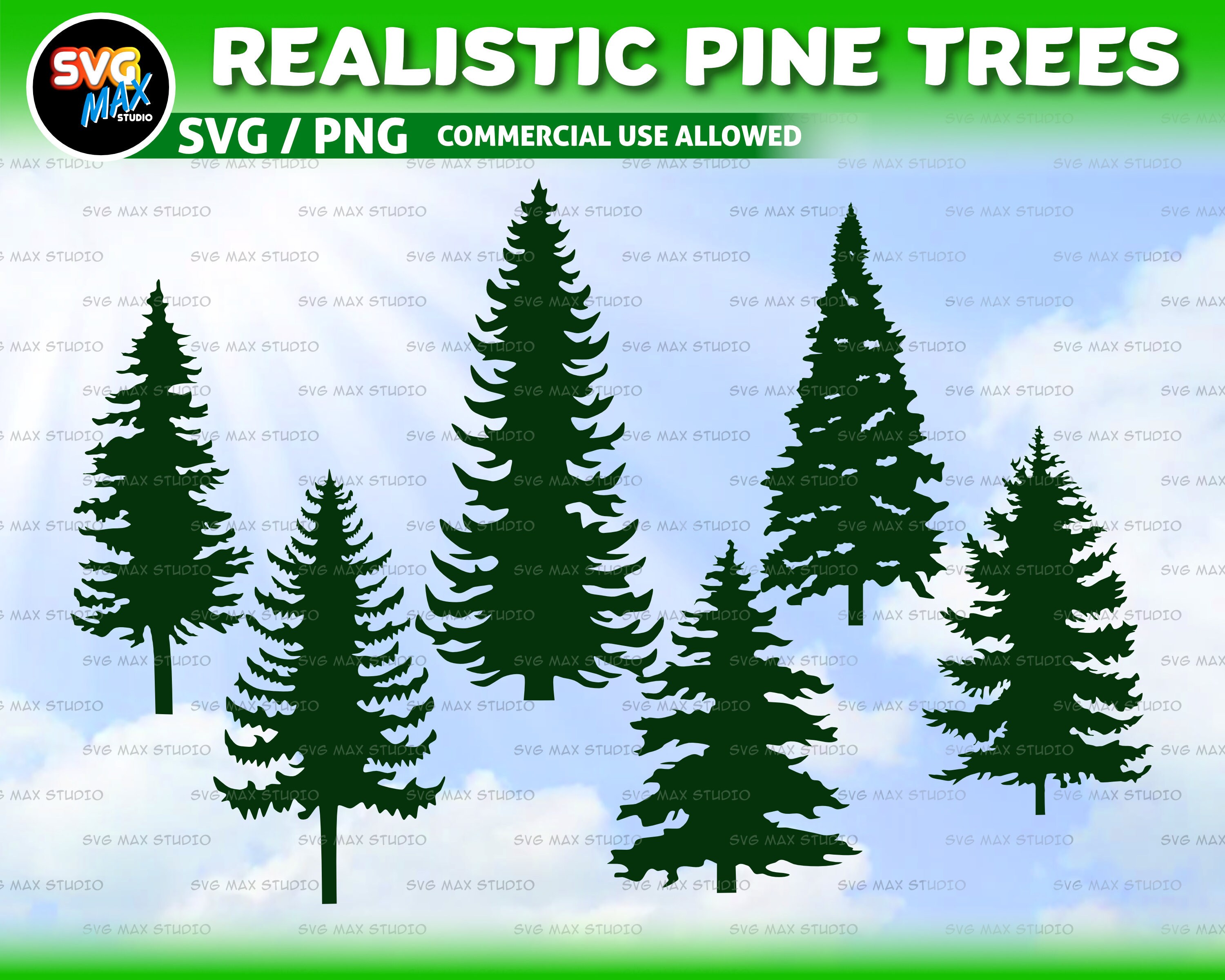 Pine tree svg bundle Christmas tree svg forest svg camping | Etsy