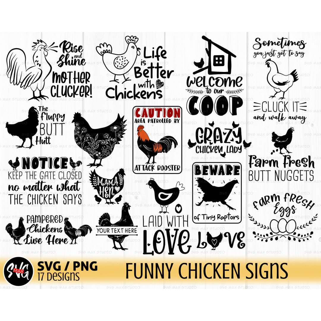 Funny Chicken Svg Bundle, Farm Svg, Rooster Svg, Hen Svg, Farmhouse Svg ...