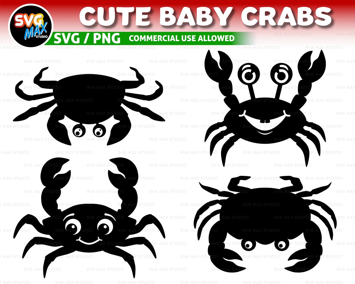 Crab svg cute crab svg beach svg crab silhouette svg png | Etsy