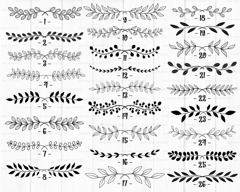 Leaf Divider Svg Bundle Decorative Border Svg Floral Border - Etsy