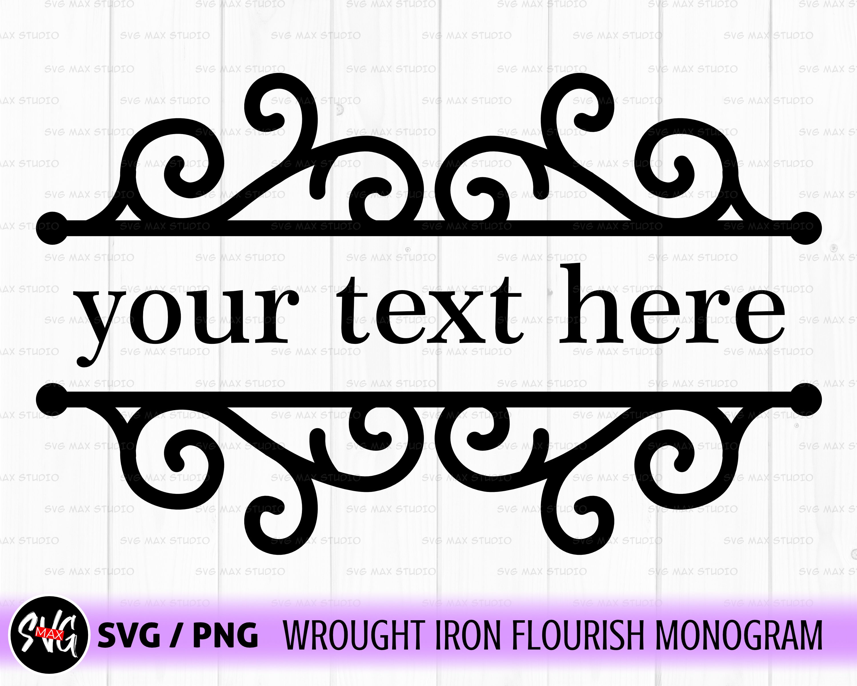 Flourish Monogram Svg, Png, Floral Frame Svg, Flower Border Svg, Split ...