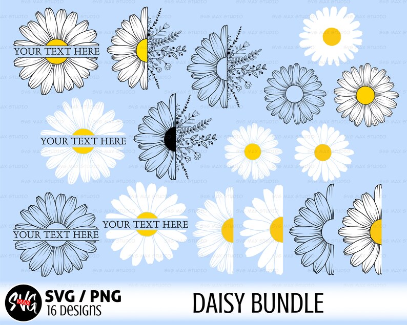 Daisy Svg Wildflower Svg Daisy Clipart Split Monogram Svg - Etsy