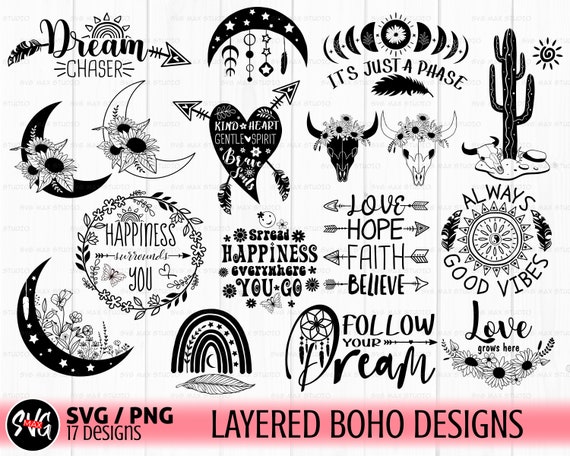 Boho Svg Bundle Hippie Svg Mental Health Svg Boho Rainbow - Etsy