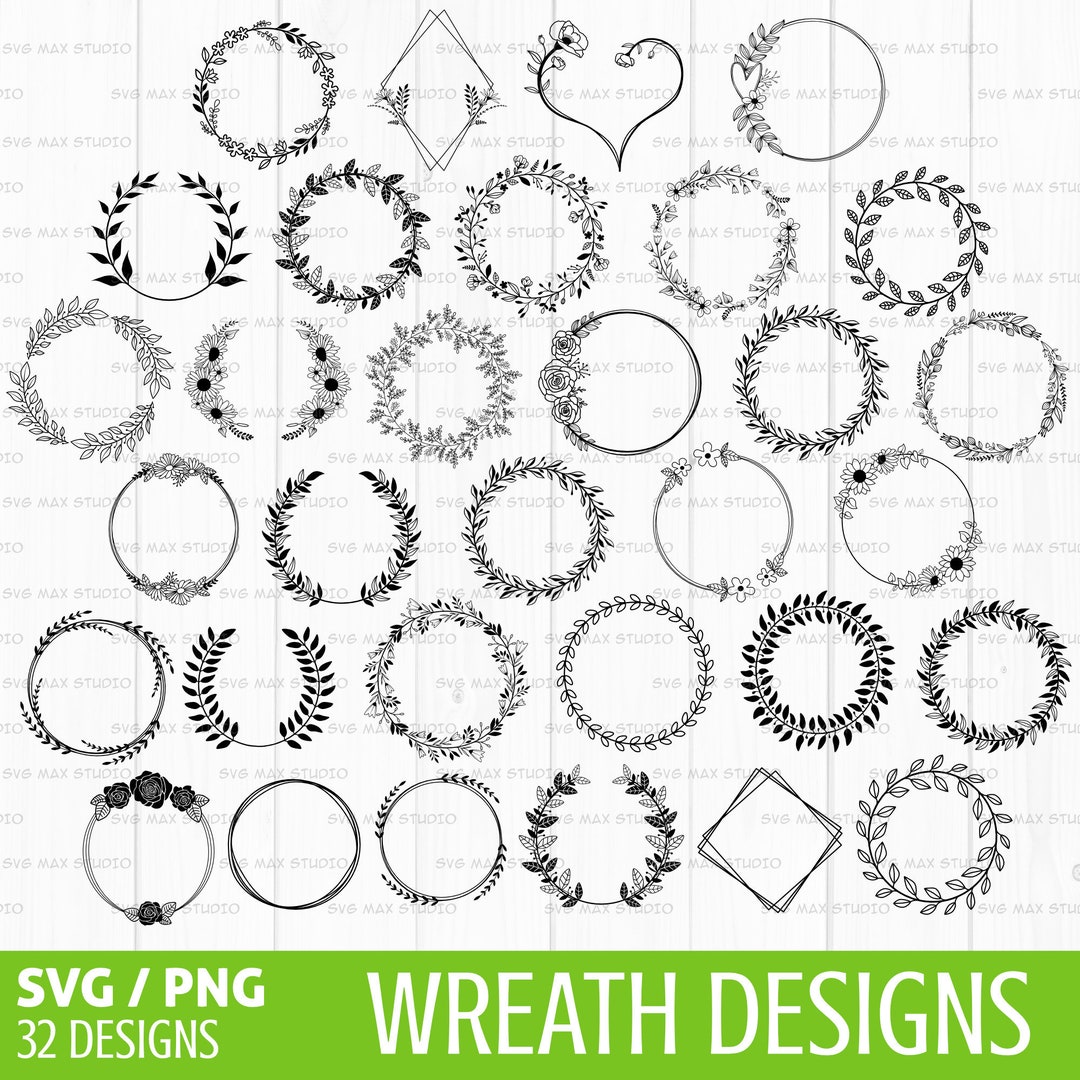 Wreath Svg Bundle, Wedding Wreath Svg, Circle Border Svg, Floral Wreath ...