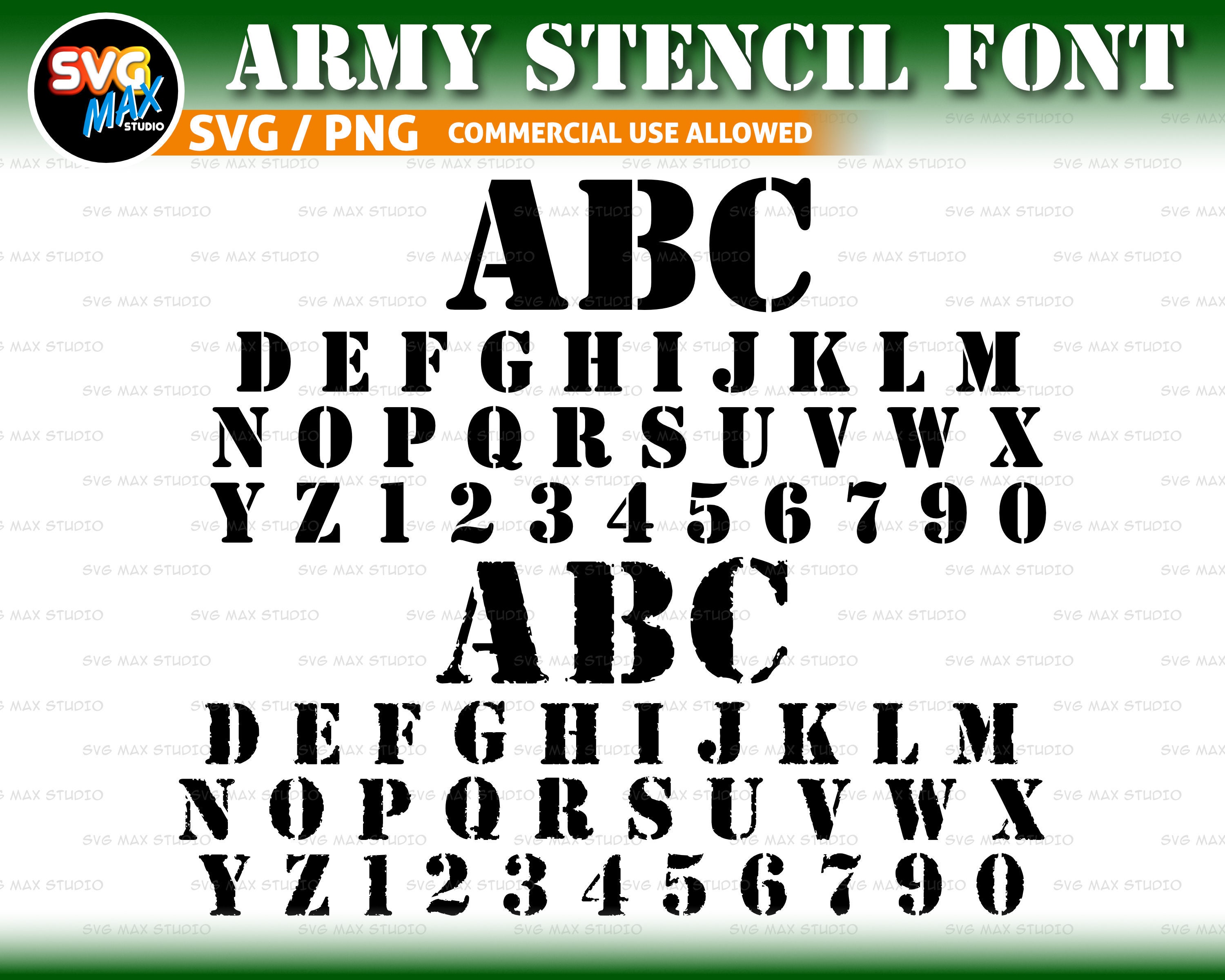 Stencil Army Font Svg Files Cricut Font Svg Full Alph - vrogue.co