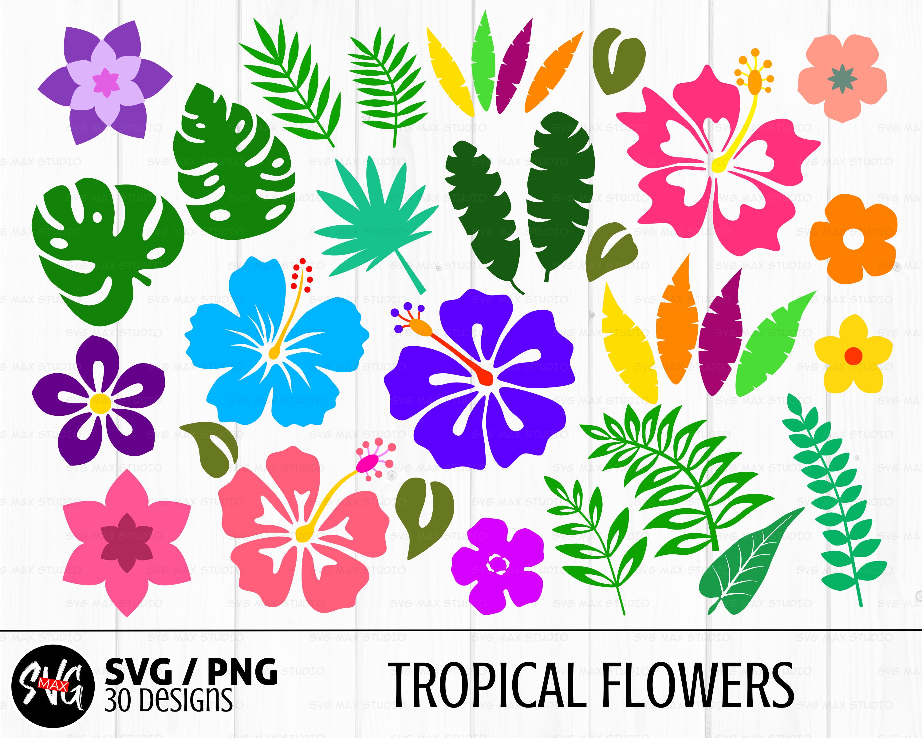 Flowers Svg Flower Svg Hibiscus Svg Tropical Flower Svg - Etsy
