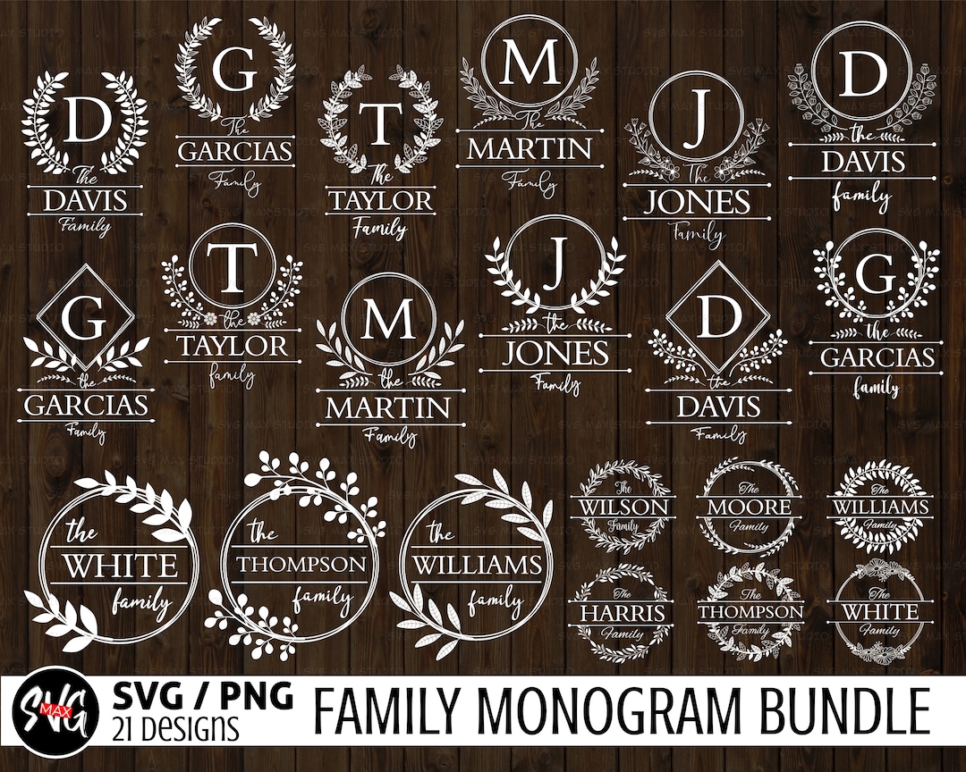 Family Name Monogram Svg Last Name Svg Split Wreath Svg - Etsy