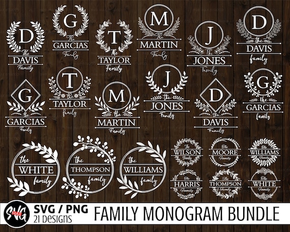 Family Name Monogram Svg Last Name Svg Split Wreath Svg - Etsy