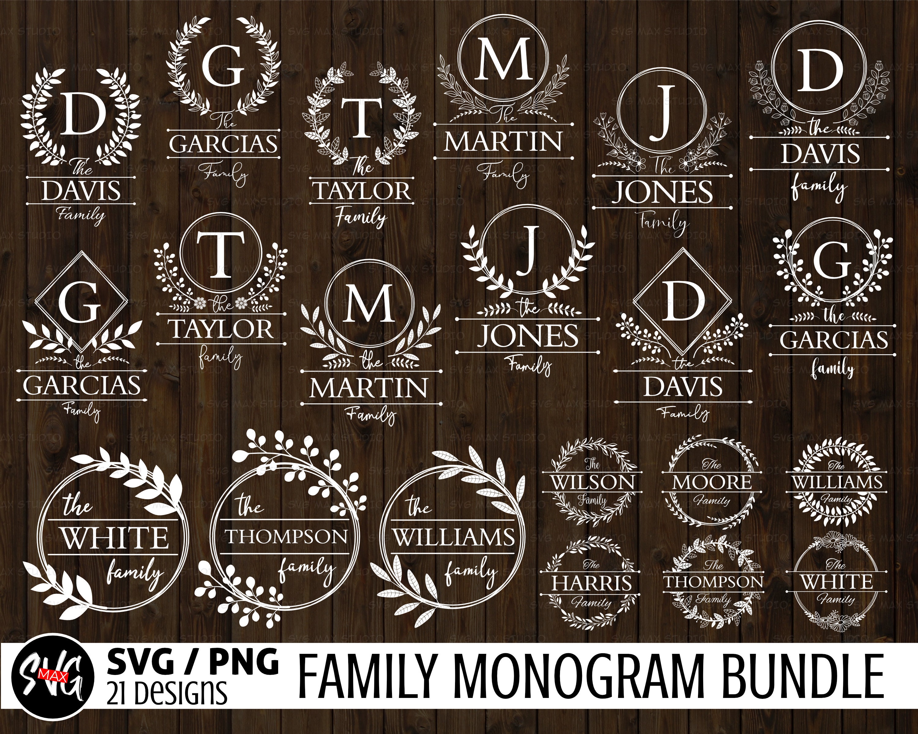 Familienname Monogramm svg Nachname svg Spaltkranz svg | Etsy