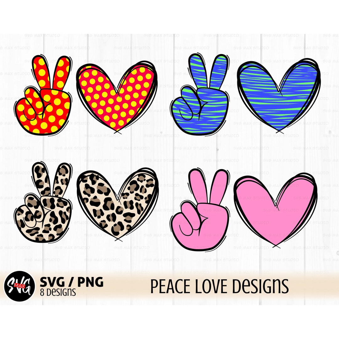 Peace Love Svg Png, Peace Sign Svg, Leopard Heart Svg, Hippie Svg, Boho ...