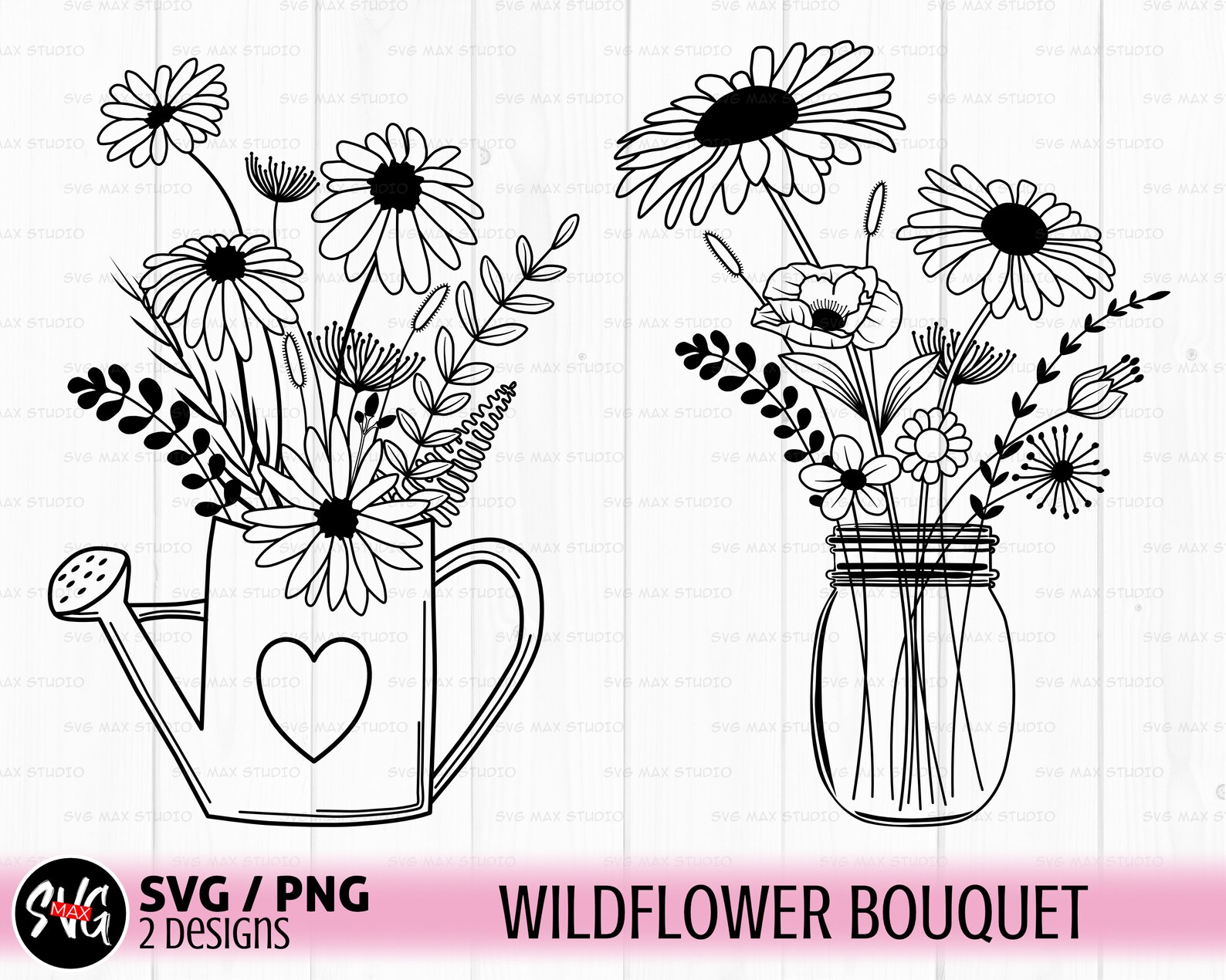 Wildflower Bouquet Svg Daisy Svg Floral Frame Svg Flower - Etsy