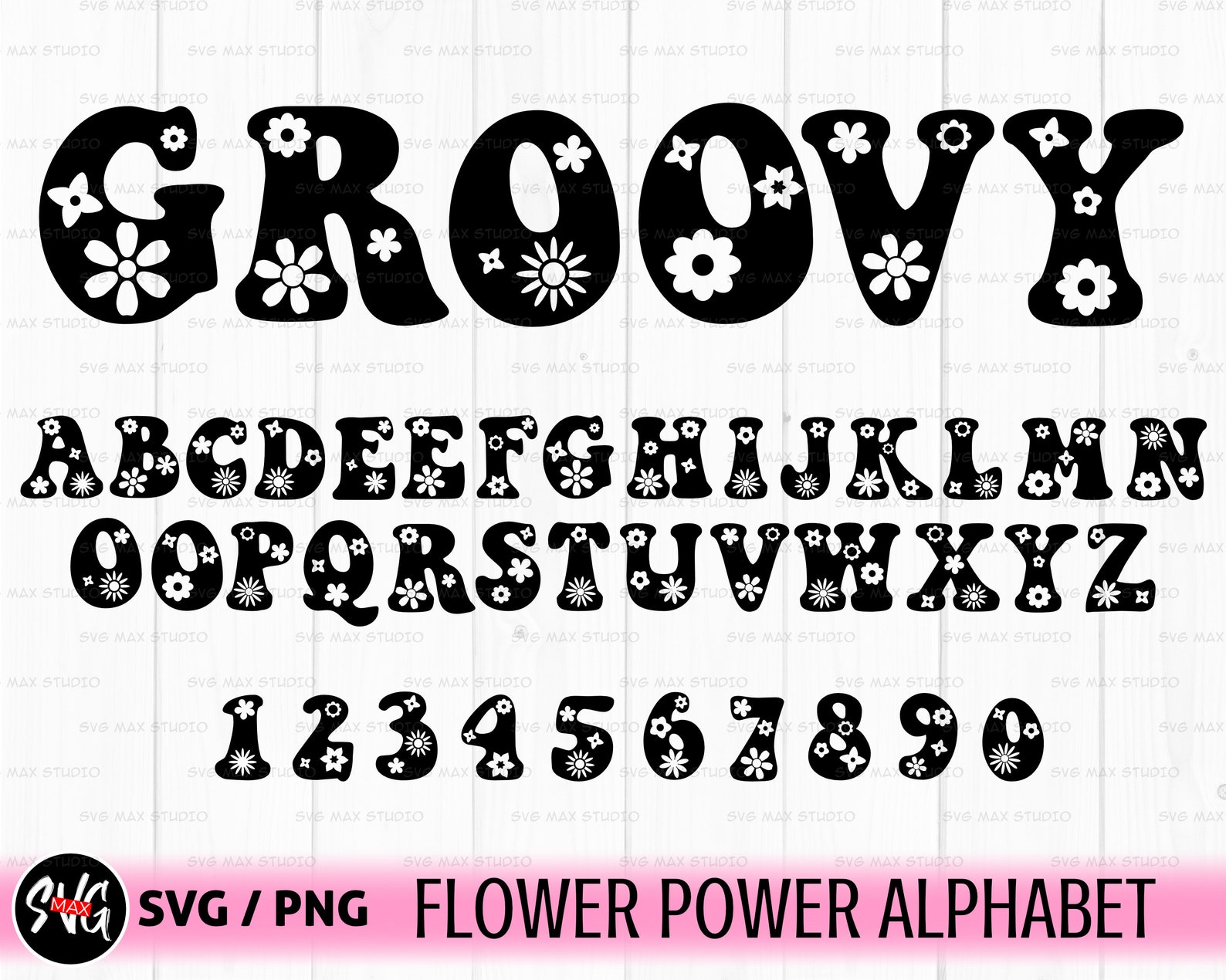 Groovy Font Svg Png Floral Alphabet Svg Retro Alphabet - Etsy Canada