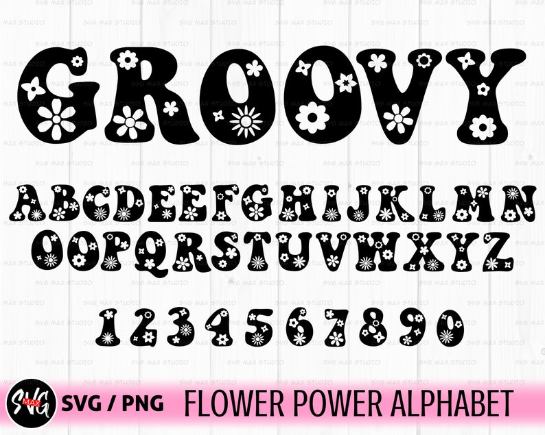 Groovy Font Svg Png Floral Alphabet Svg Retro Alphabet - Etsy Canada