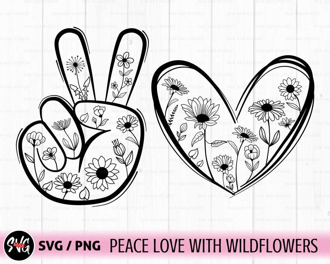 Peace Love Svg Png Peace Sign Svg Heart Svg Hippie Svg - Etsy