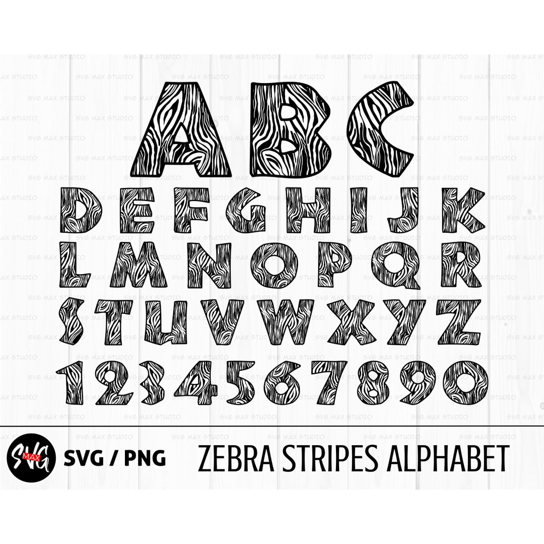 Zebra Stripes Font Svg, Alphabet Svg, Letters Svg, Animal Font Svg ...