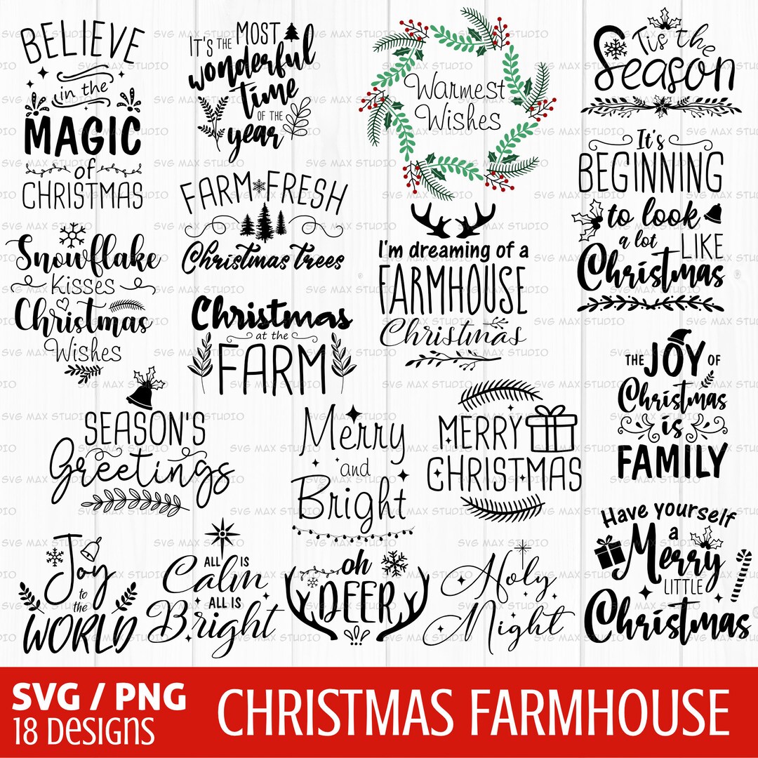 Farmhouse Christmas Svg Bundle, Christmas Sign Svg, Christmas Shirt Svg ...