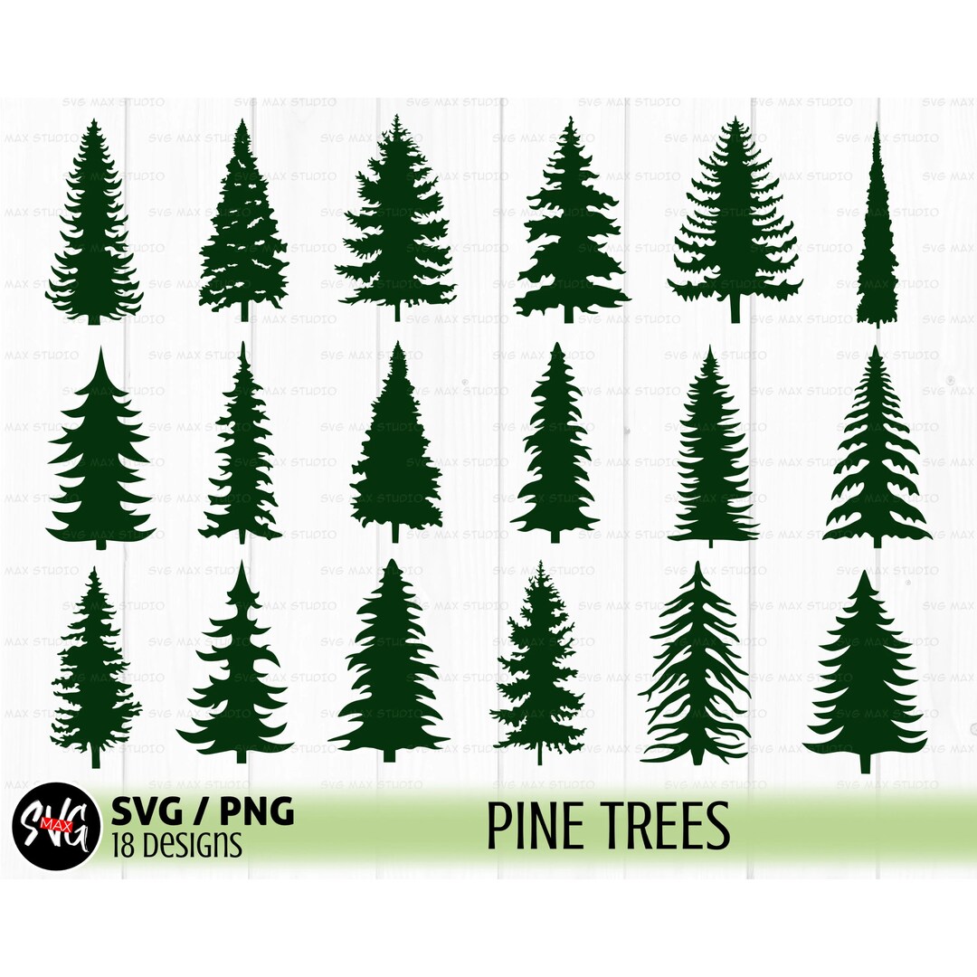 Pine Tree Svg Bundle, Christmas Tree Svg, Forest Svg, Camping Svg ...