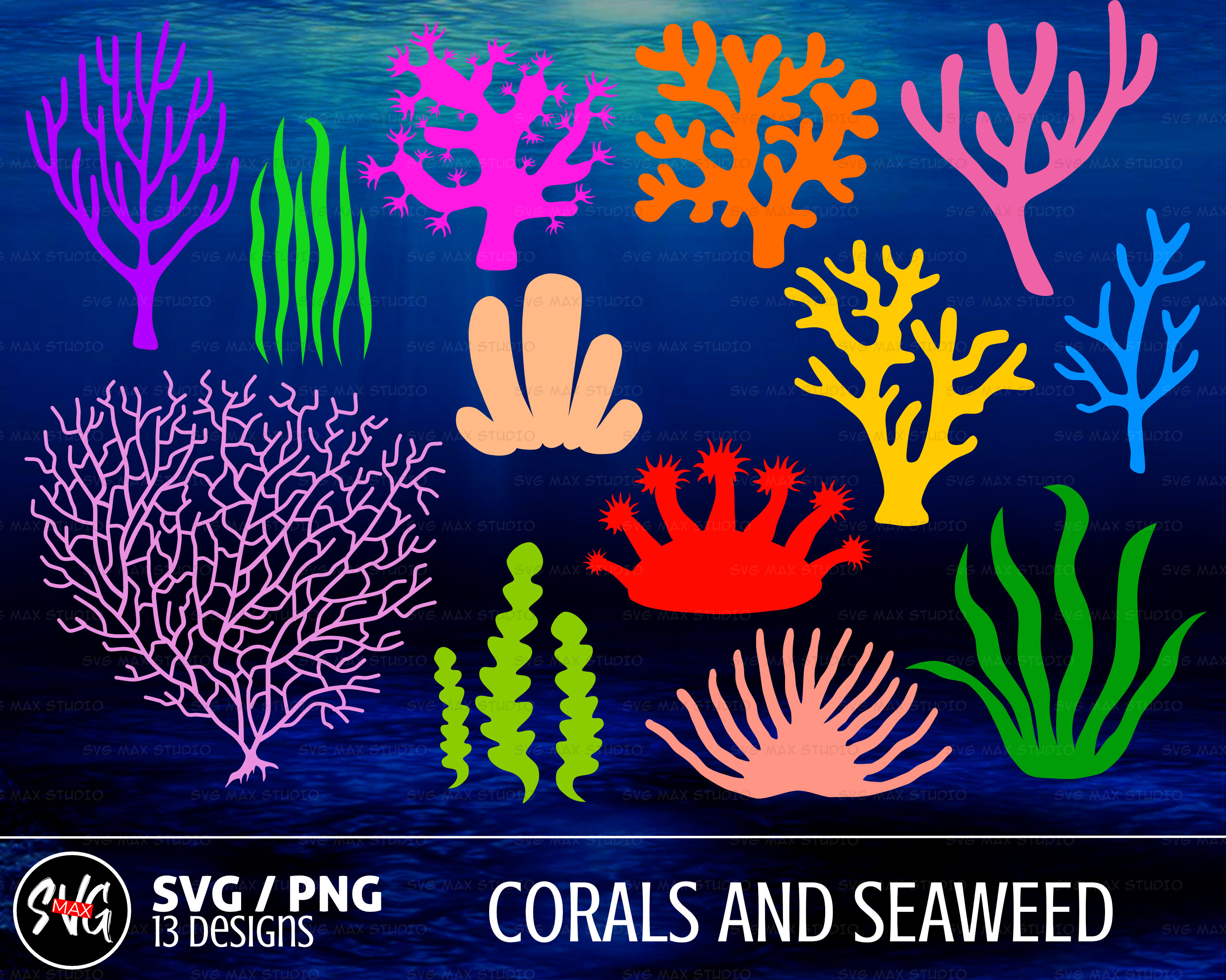 Coral Svg Bundle Seaweed Svg Png Sea Life Svg Under the - Etsy Canada