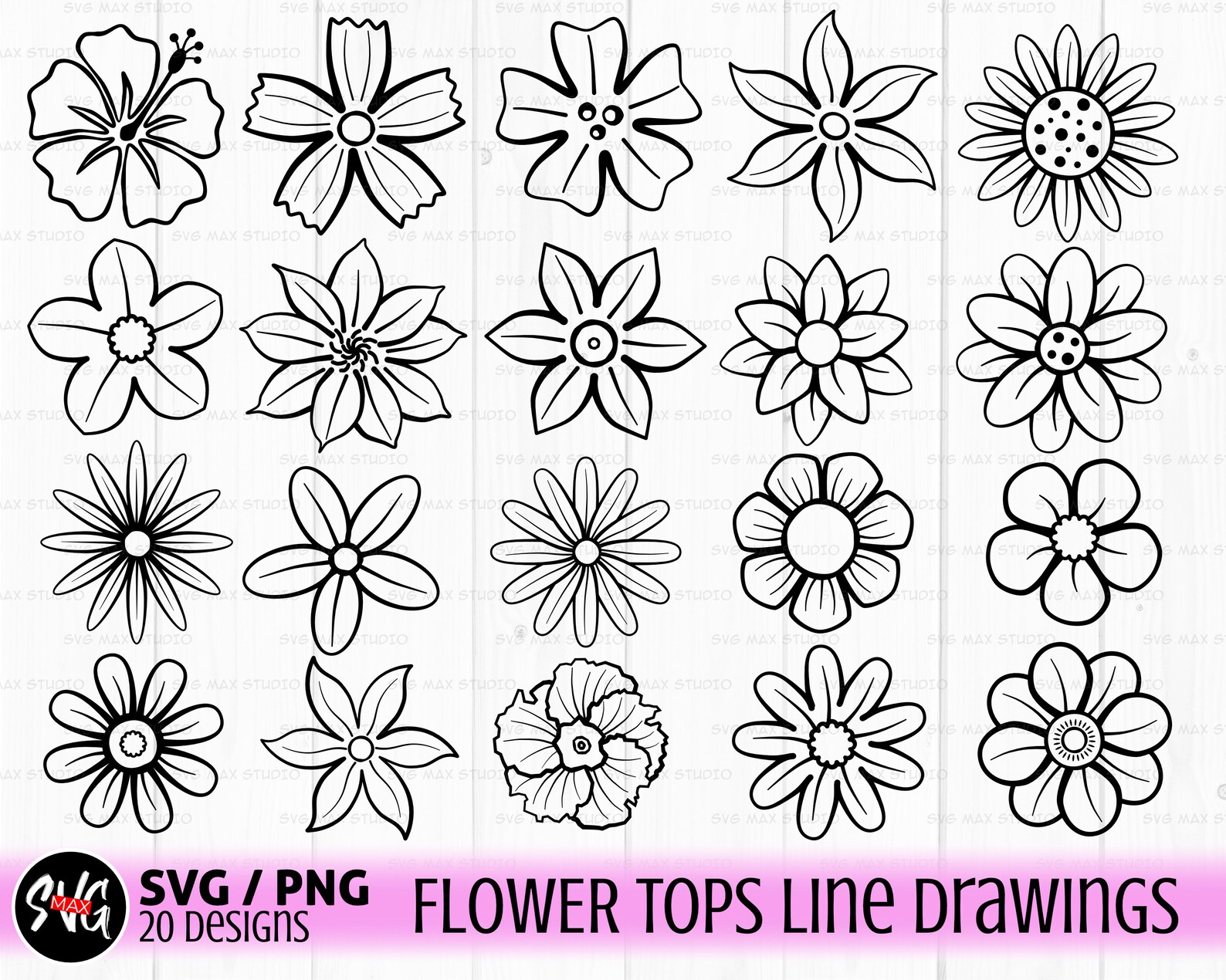 Flower Svg Bundle Floral Svg Line Drawing Svg Wildflower | Etsy Canada