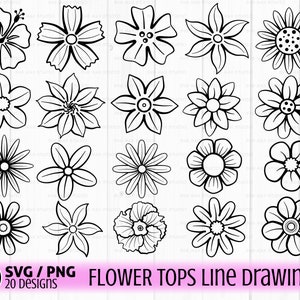 Flower Svg Bundle Floral Svg Line Drawing Svg Wildflower - Etsy