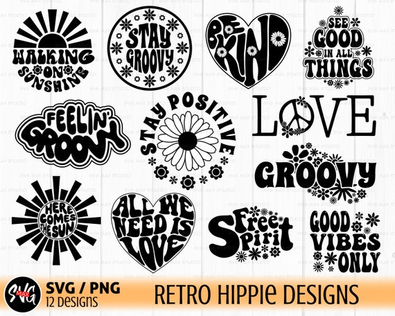 Retro Svg Bundle Hippie Svg Groovy Svg Motivational Svg Etsy Canada
