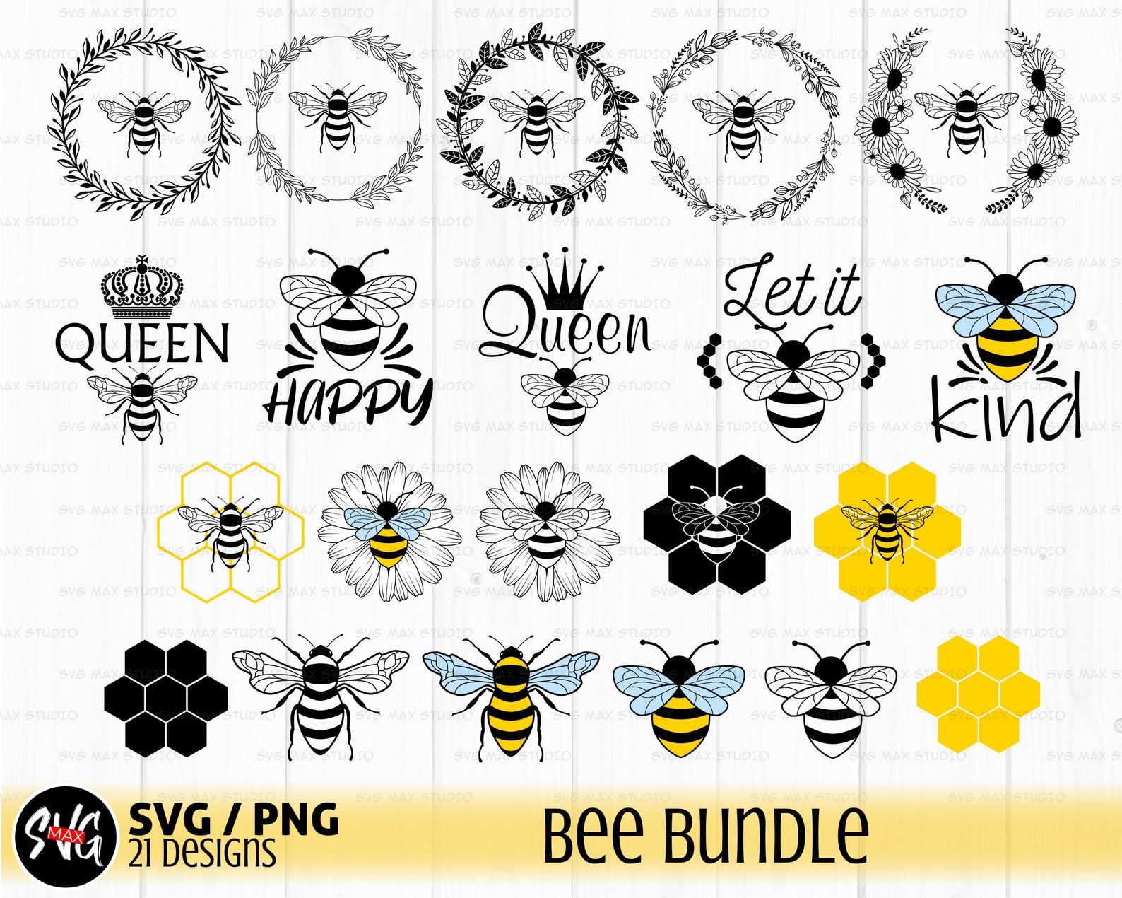 Bee Svg Bundle Honey Bee Svg Queen Bee Svg Bee Kind Svg | Etsy