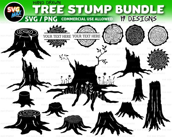 Tree stump svg wood slice svg tree trunk svg wood log svg | Etsy