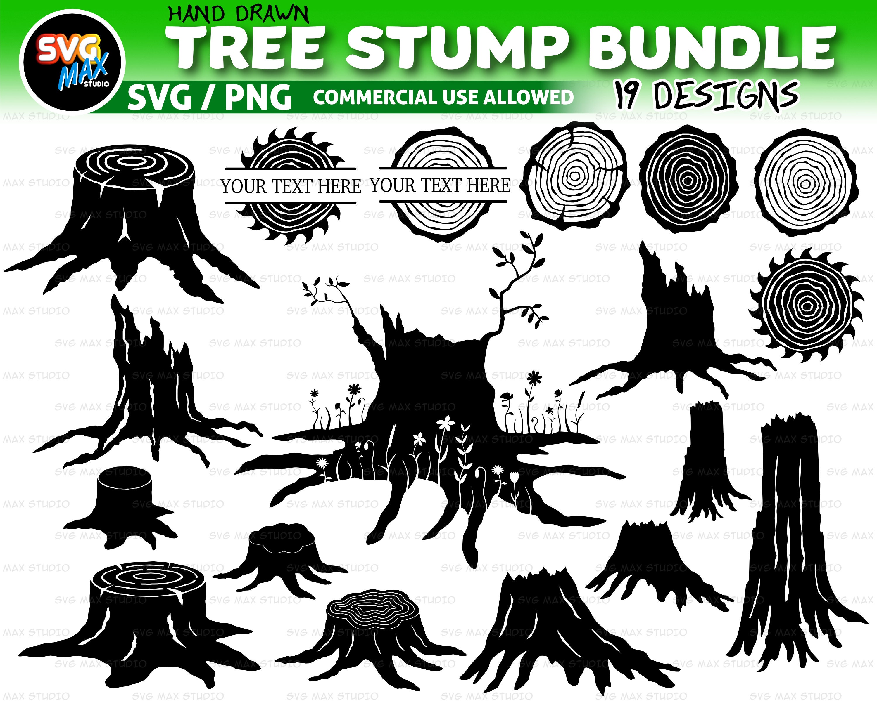 Tree stump svg wood slice svg tree trunk svg wood log svg | Etsy