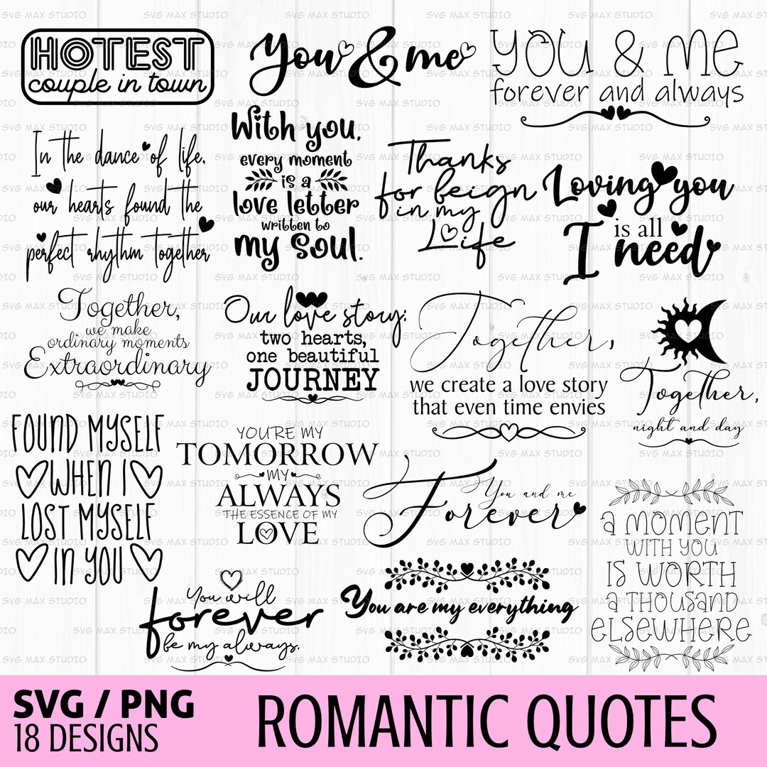 Romantic Quotes SVG Bundle, Romantic Sign Svg, Love Sign Svg, Couples ...