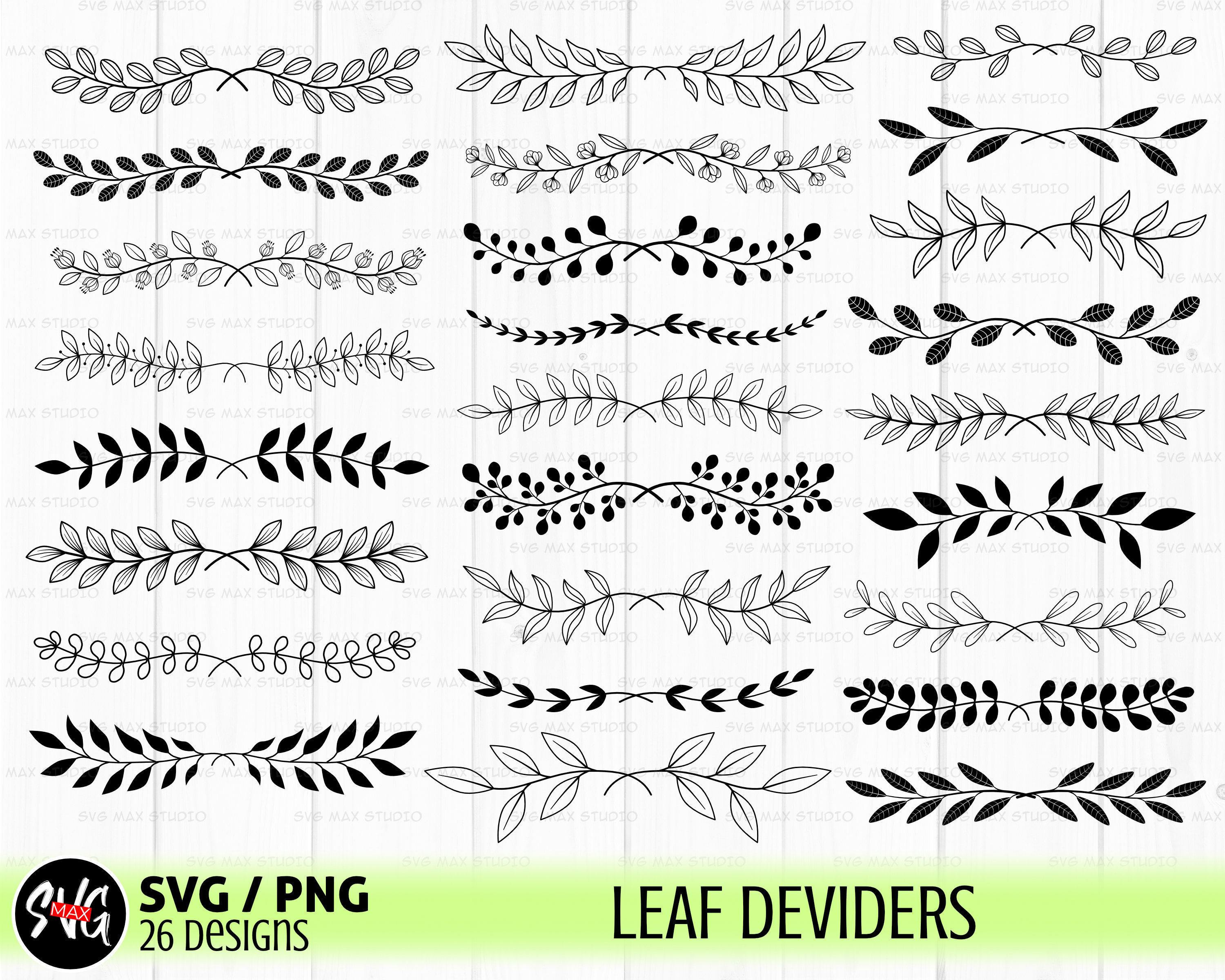 Leaf Divider Svg Bundle Decorative Border Svg Floral Border - Etsy ...