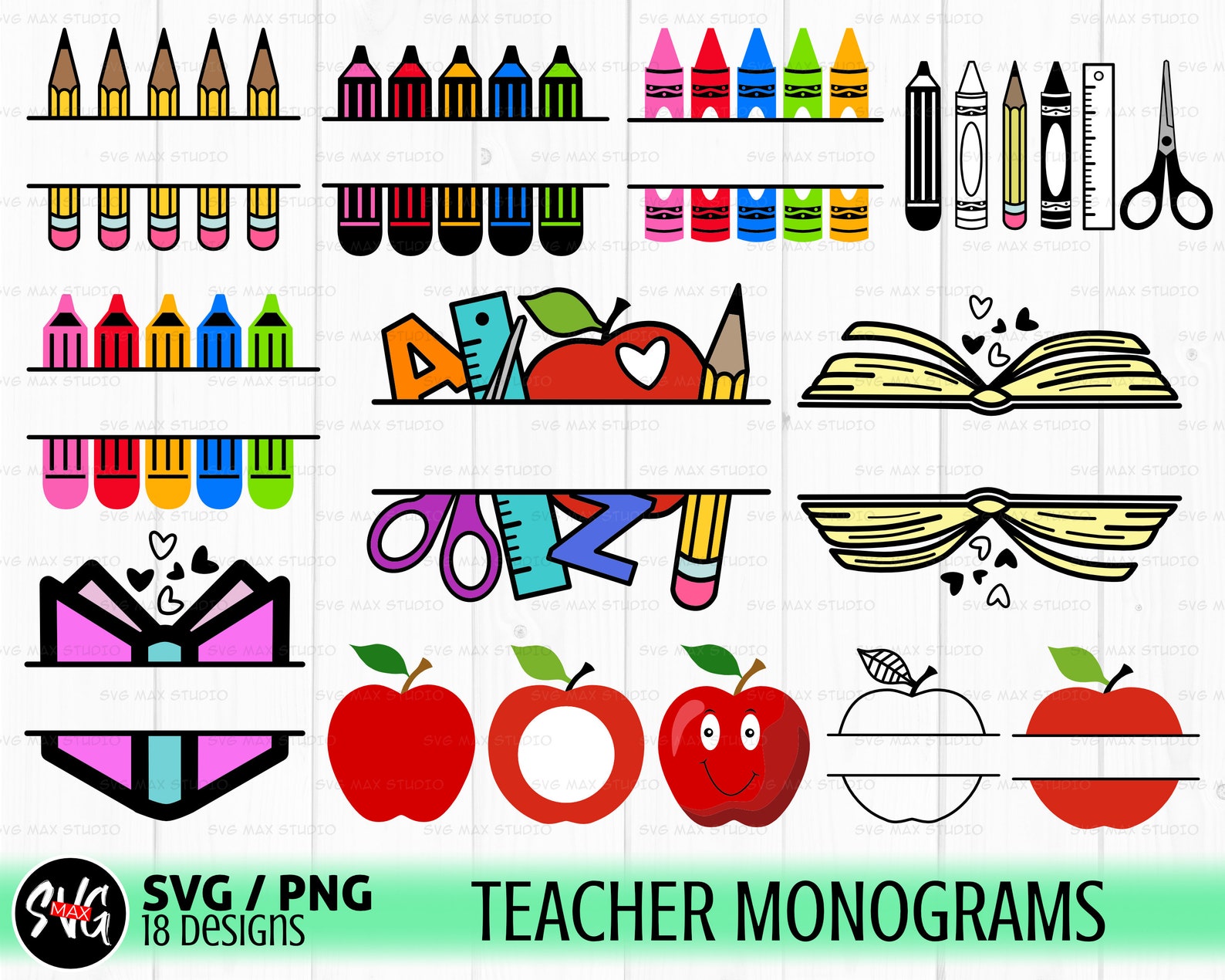 Teacher Monogram Svg Bundle Teacher Shirt Svg Back to School - Etsy