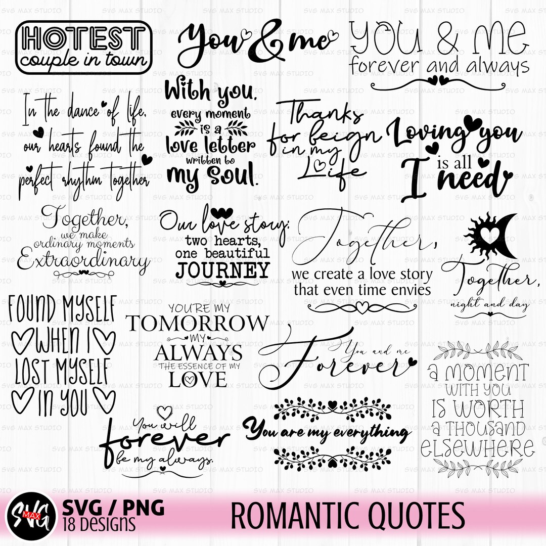 Romantic Quotes SVG Bundle, Romantic Sign Svg, Love Sign Svg, Couples ...