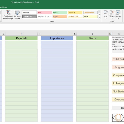 To Do List Excel Spreadsheet Template Track Your Tasks With - Etsy