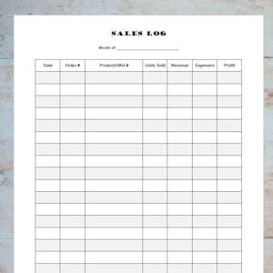 Sales Log Fillable/printable PDF Form - Etsy