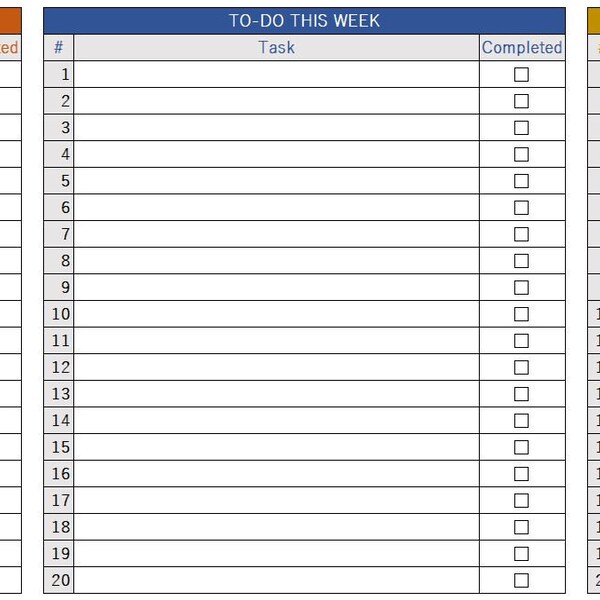To Do List Excel - Etsy
