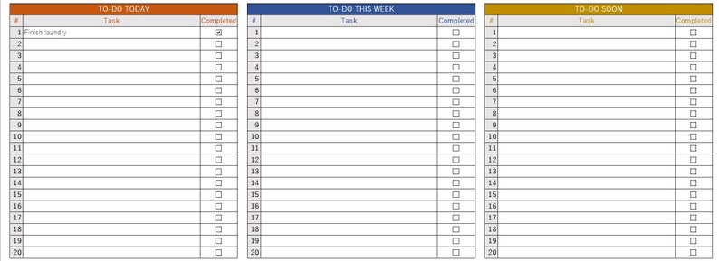 To-do List Excel Spreadsheet - Etsy