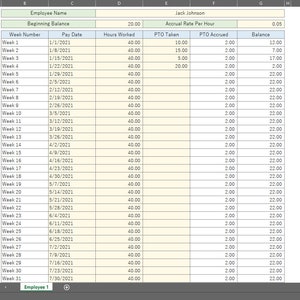 PTO Calculator & Tracker Excel Spreadsheet Printable - Etsy