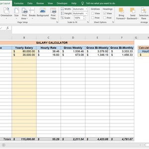 Salary Gross Pay Calculator Excel Spreadsheet - Etsy