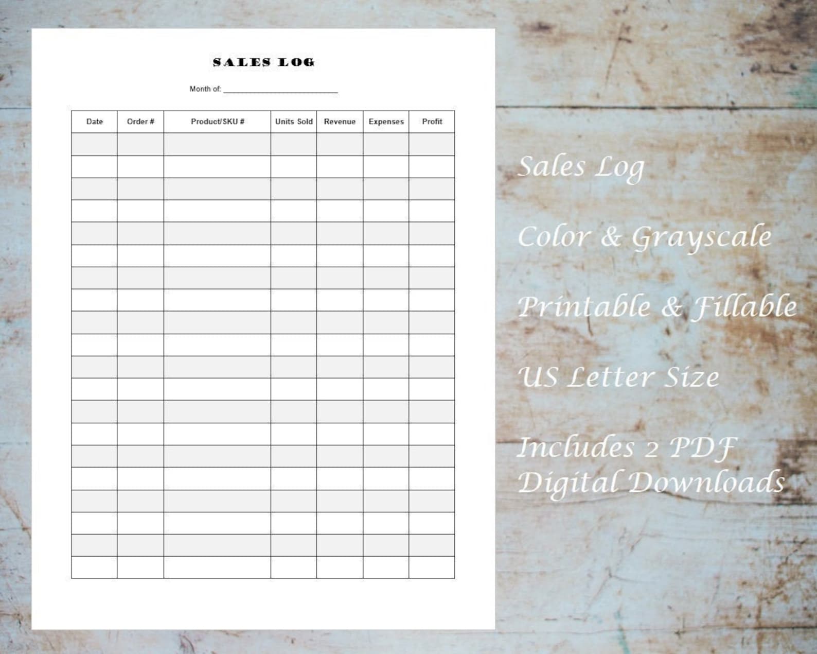 Sales Log Fillable/printable PDF Form - Etsy UK