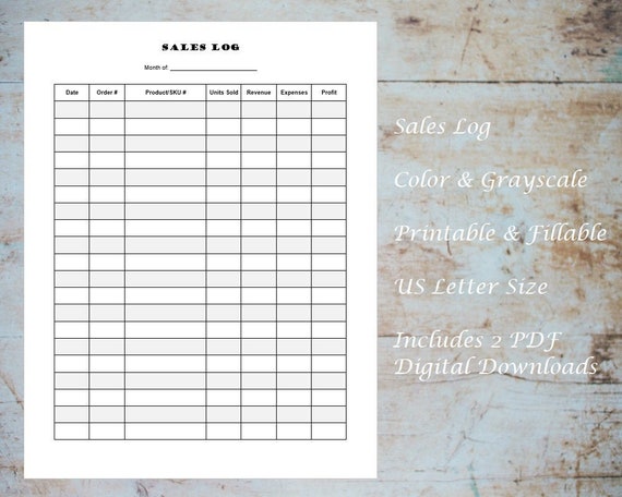 Sales Log Fillable/printable PDF Form | Etsy Australia