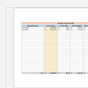 Salary Gross Pay Calculator Excel Spreadsheet - Etsy