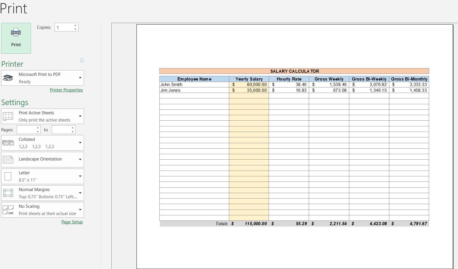 Salary Gross Pay Calculator Excel Spreadsheet - Etsy